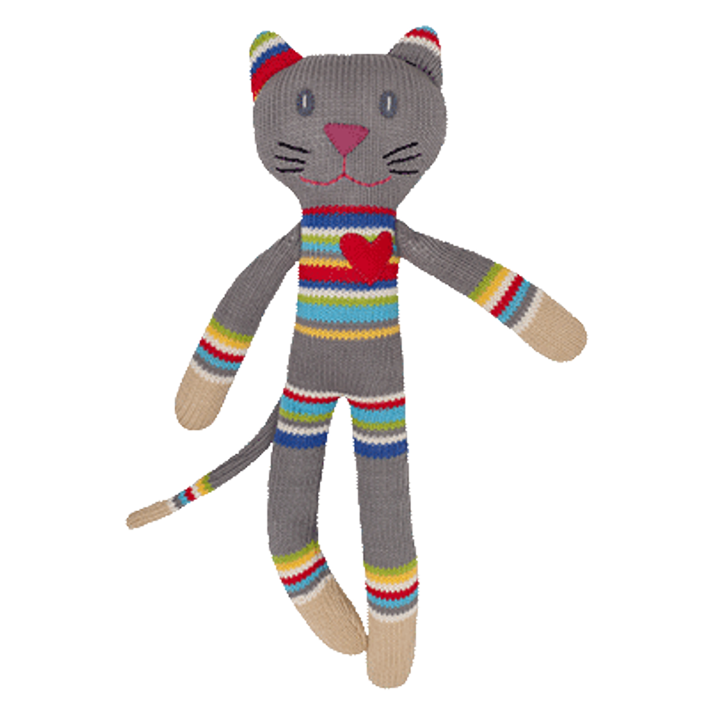 HickUps - Stricktier Katze, grau-bunt – miniManu - Inh. Jana Iwan